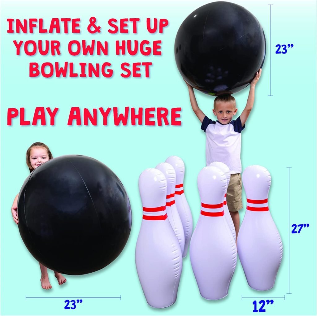 Giant Inflatable Bowling Game Set for Kids – Jumbo Bowling Ball and ...